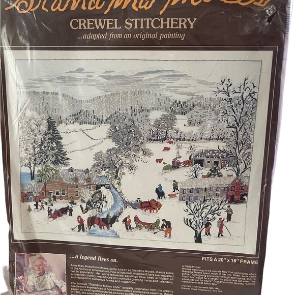 PARAGON | Other | Grandma Moses A Frosty Day Crewel Embroidery Kit 2x 6 ...